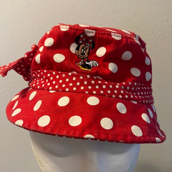 Disney | Accessories | Red With White Polka Dot Minnie Mouse Bucket Hat ...